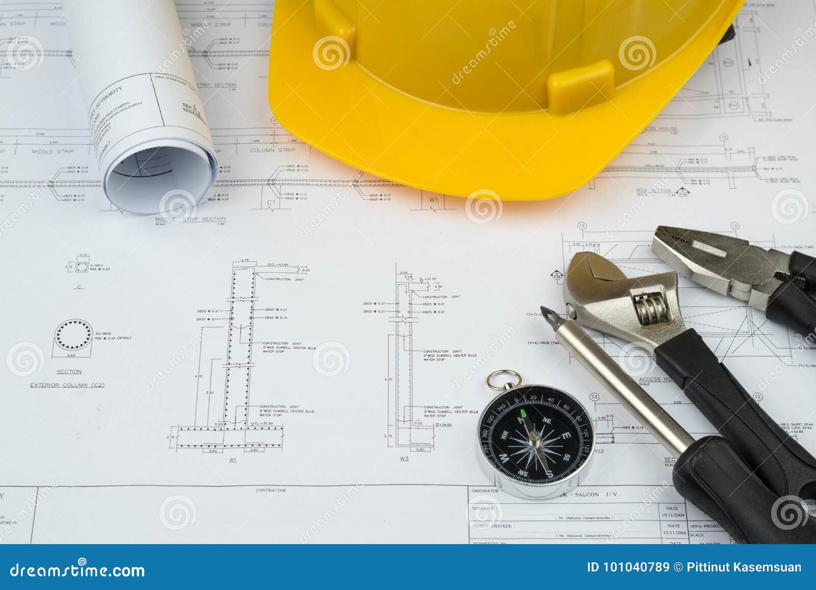 Engineer Construction Business Work Concept : Engineering Blueprint ...