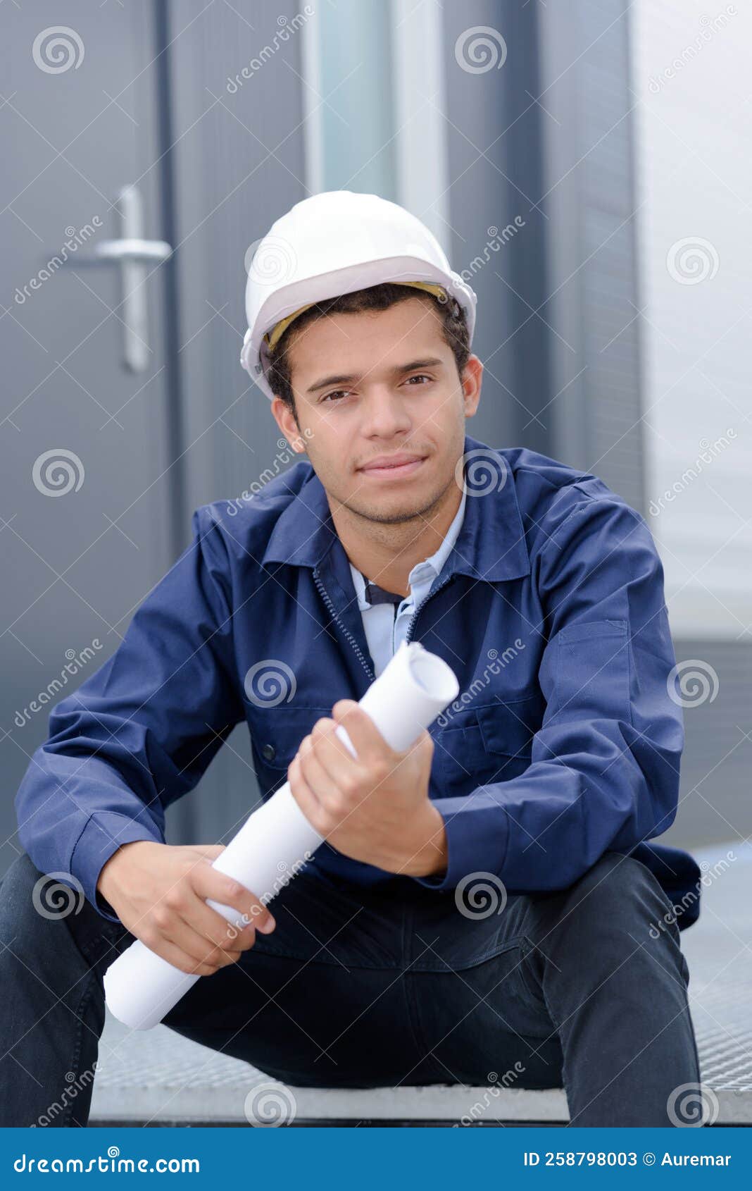 Engineer at Construction Holding Drawings Stock Image - Image of worker ...