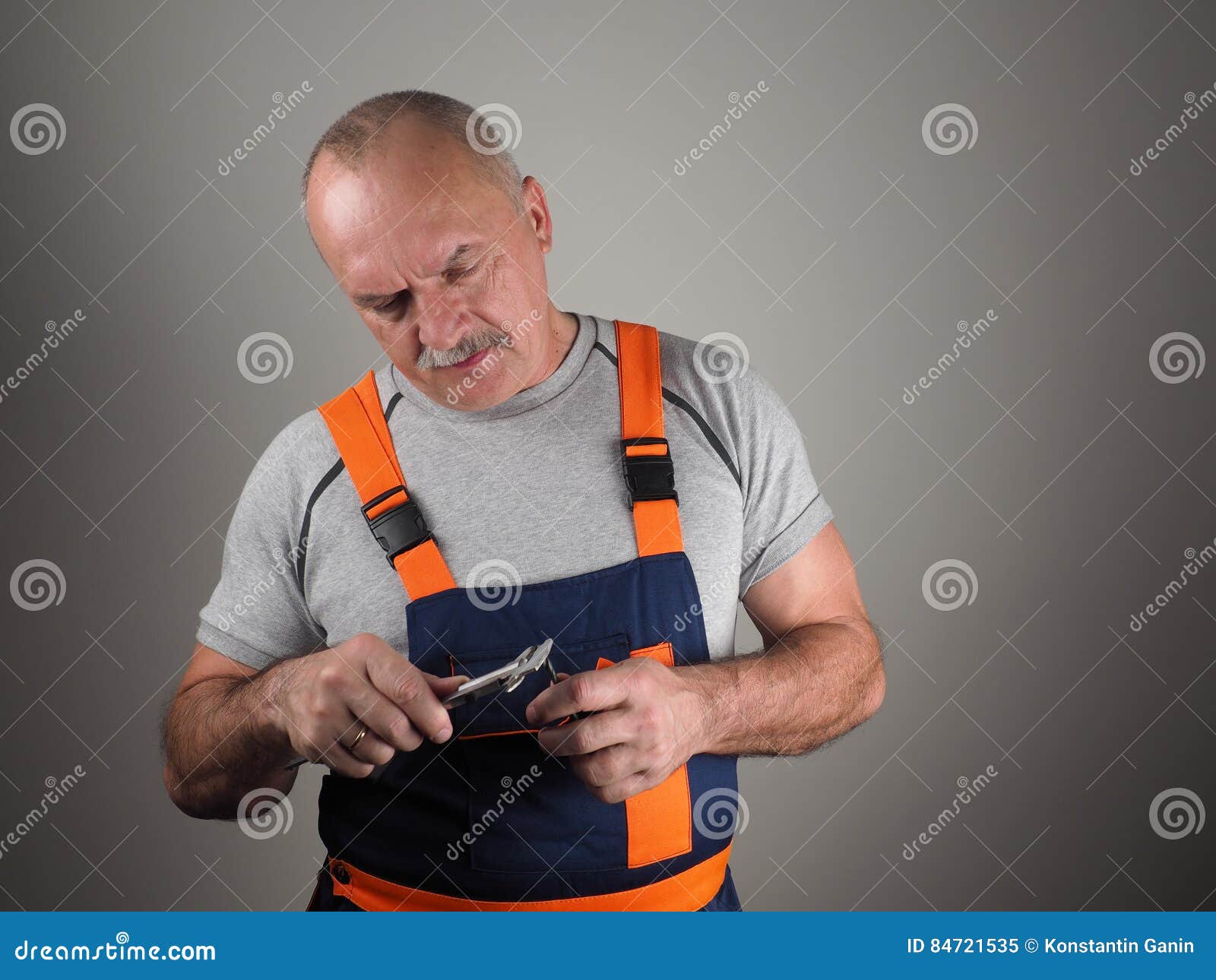 The Engineer in Construction Pants Holding Trammel Stock Image - Image ...