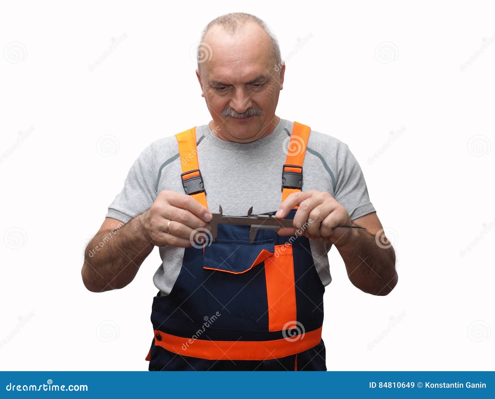 The Engineer in Construction Pants Holding Trammel Stock Image - Image ...