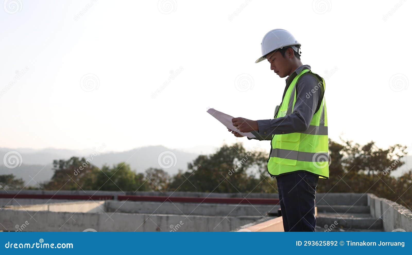 Engineer at the Construction Site, Engineers Check the Correctness of ...