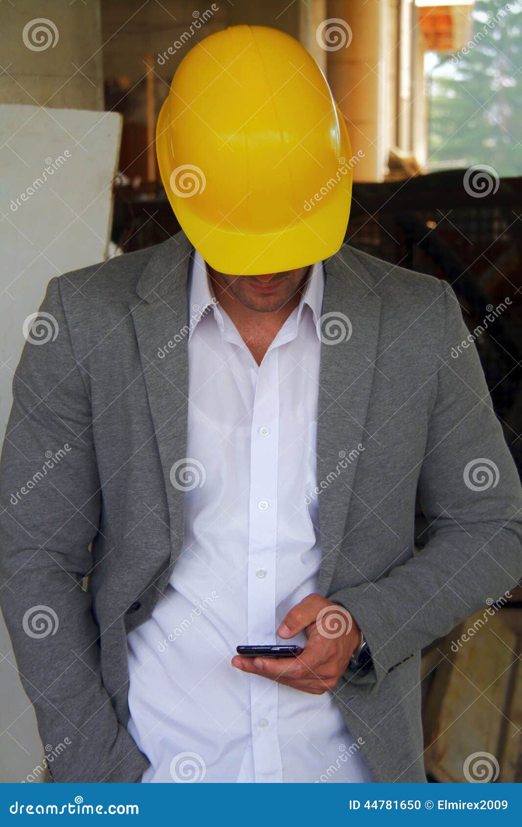 Engineer at a Construction Site Making a Business Call Stock Photo ...