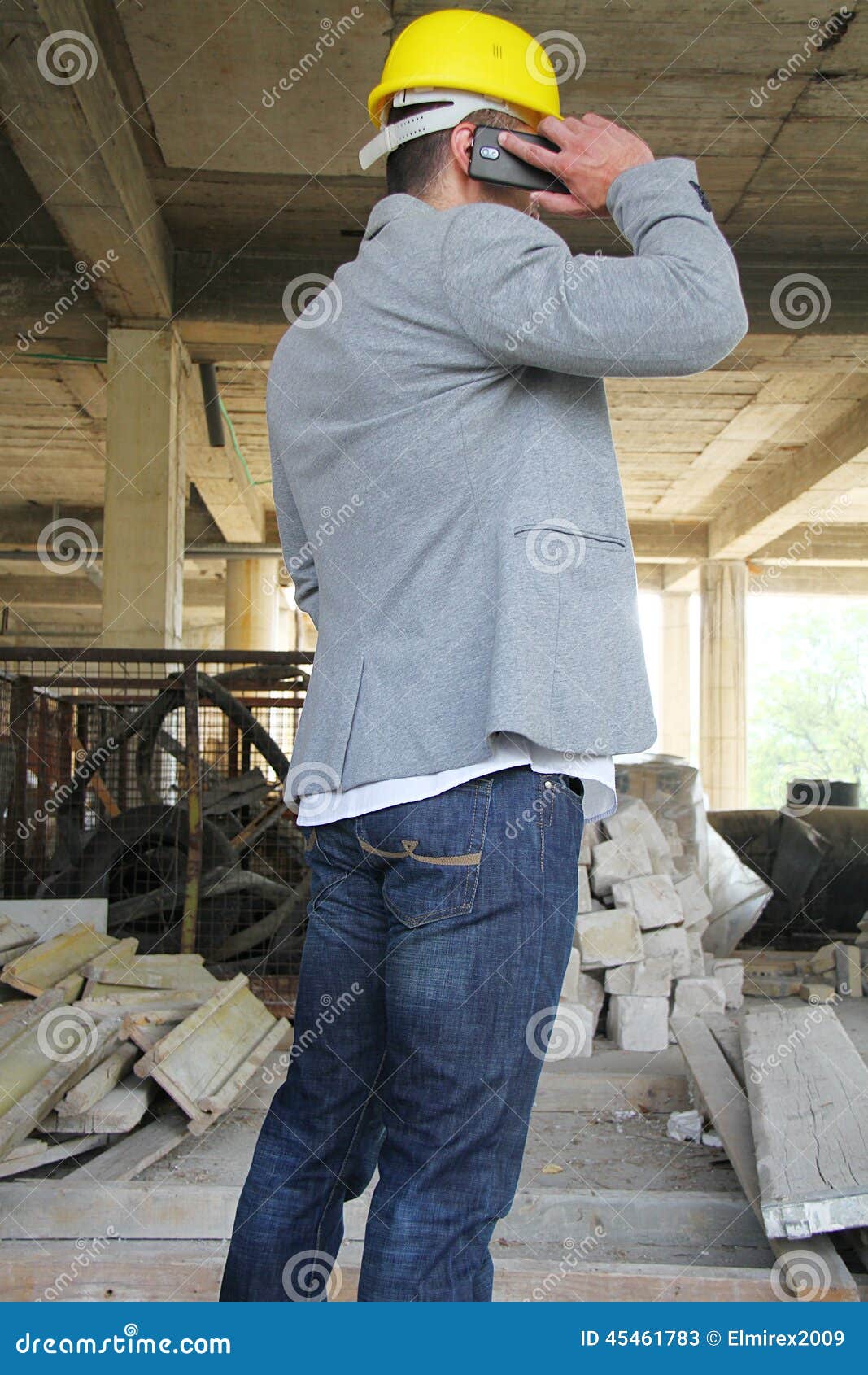 Engineer at a Construction Site Making a Business Call Stock Image ...