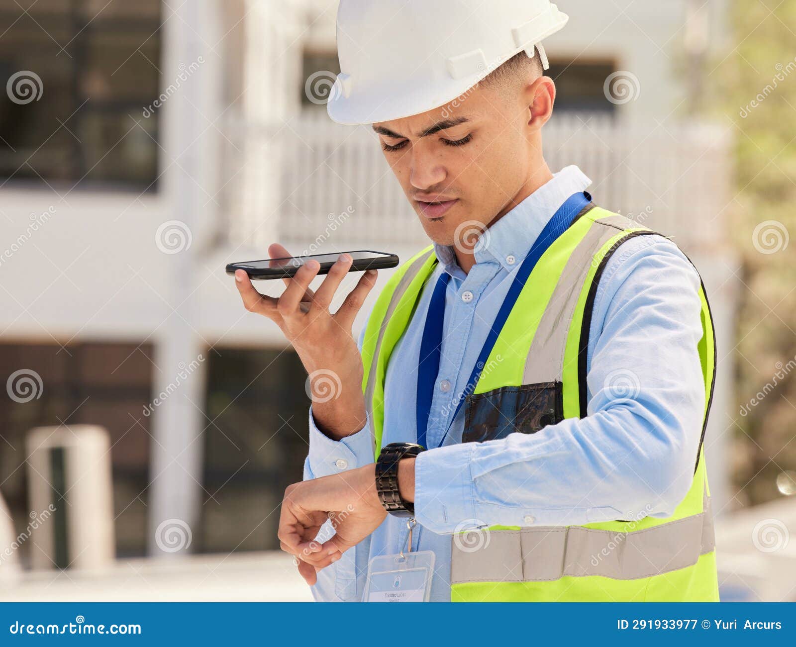 Engineer on Construction Site, Phone Call and Checking Watch for ...