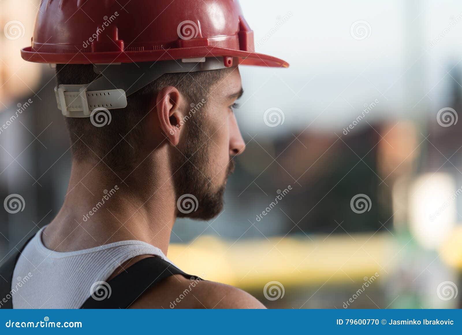 Engineer Construction Wearing a Red Helmet Stock Photo - Image of ...