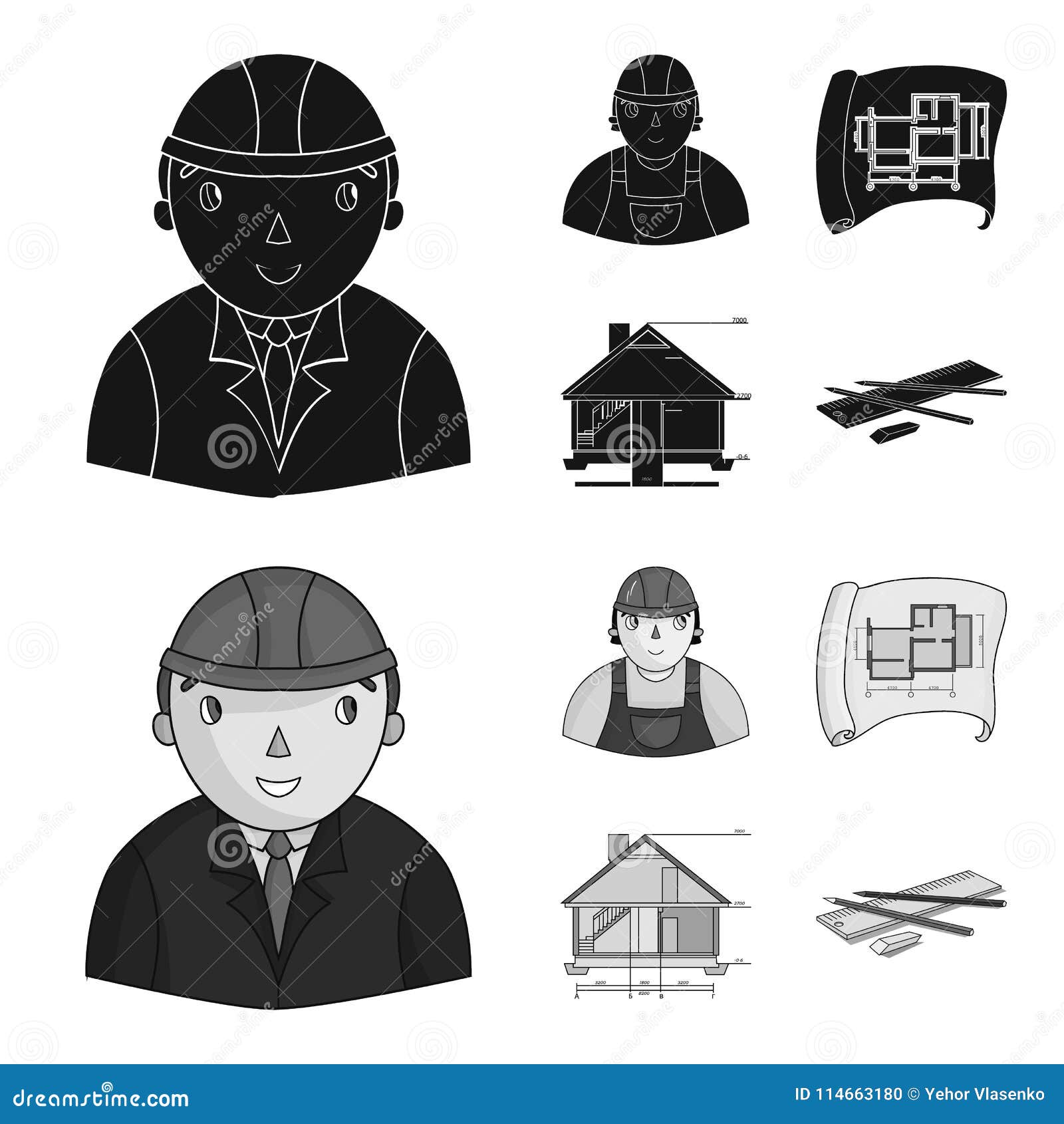 Engineer-constructor, Construction Worker, Site Plan, Technical Drawing ...
