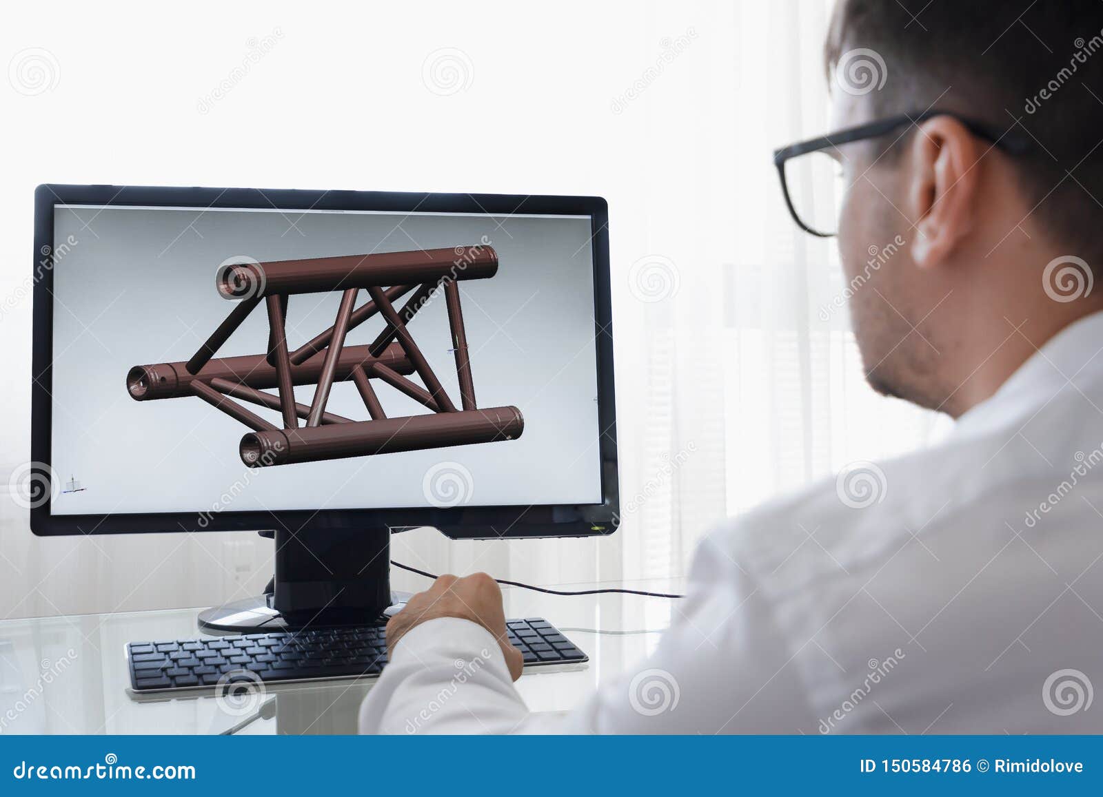 Engineer, Constructor, Designer, Architect in Glasses Working on a ...