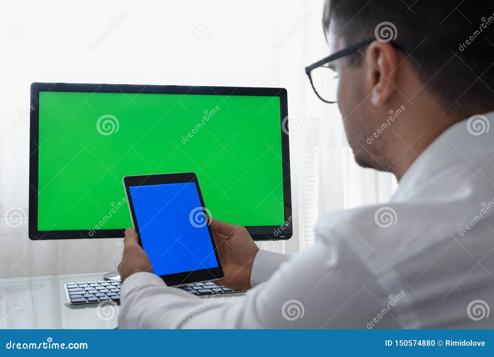 Engineer, Constructor, Designer in Glasses Working on a Personal ...