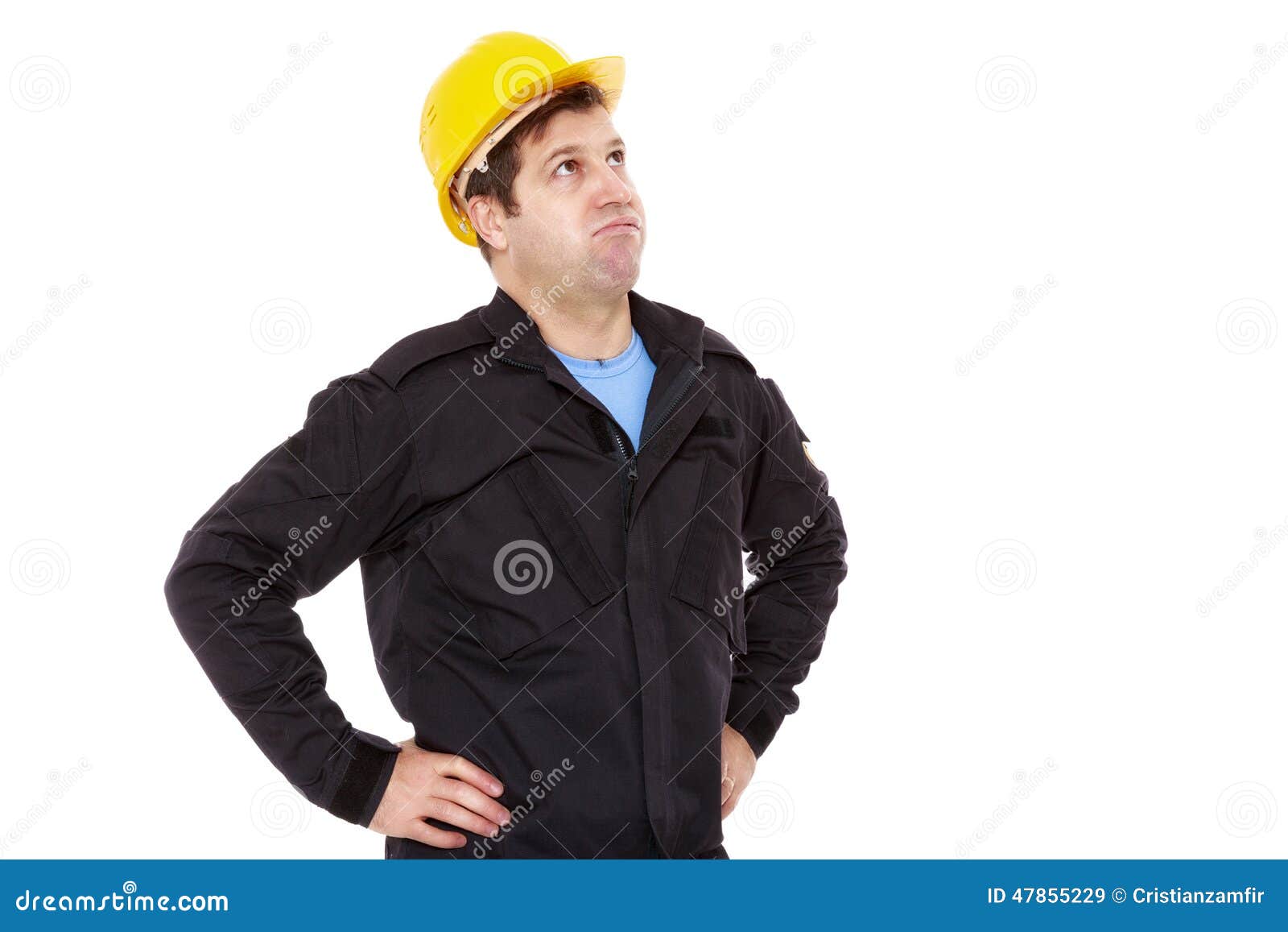 Engineer Constructor Looks Up and Sighs Stock Image - Image of ...