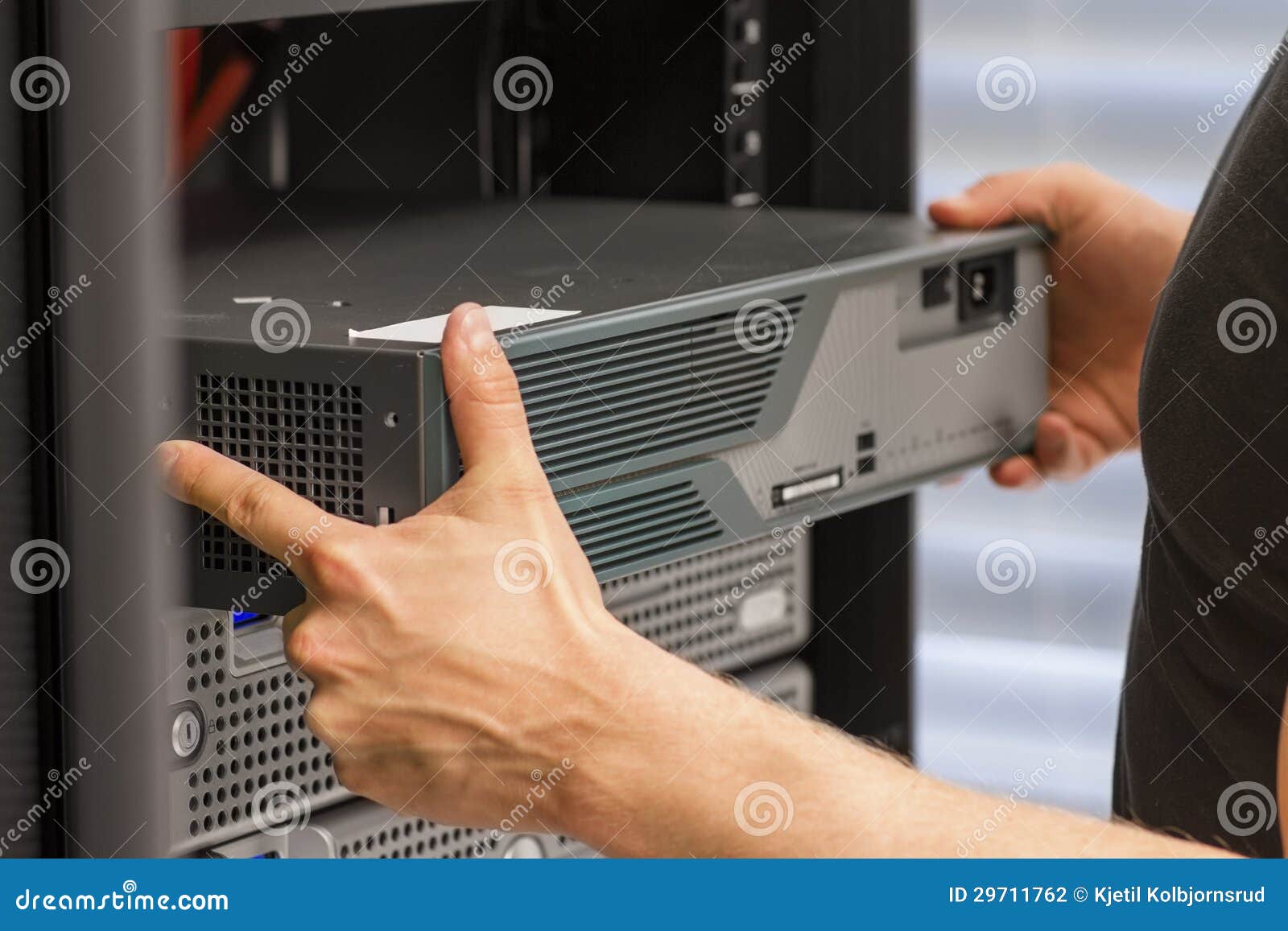 It Consultant Install Network Router Stock Photo - Image of server ...