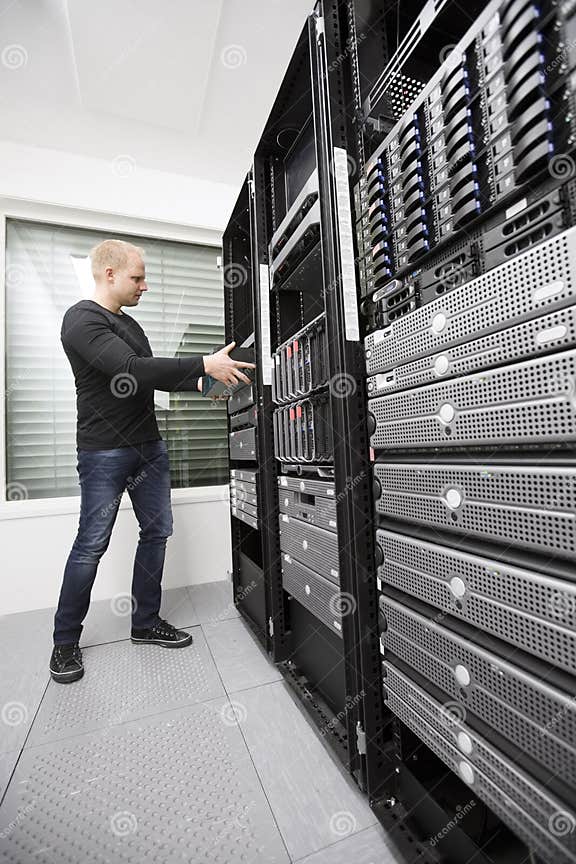 Install Network Router in Datacenter Stock Image - Image of network ...