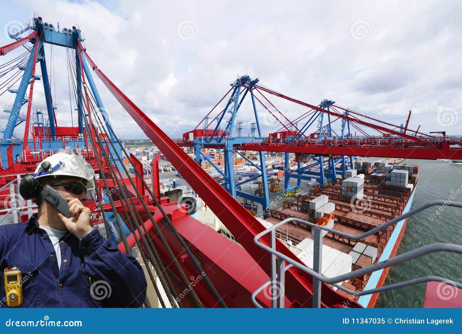 Engineer, Containers and Cranes Stock Image - Image of freight ...