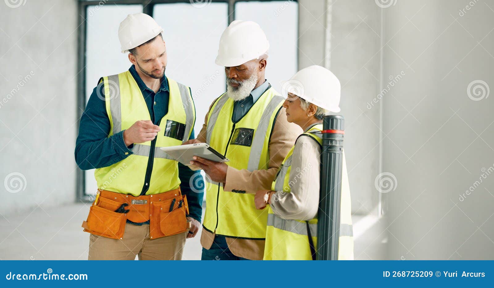 Engineer, Contractor and Architect with Tablet in Conversation on ...