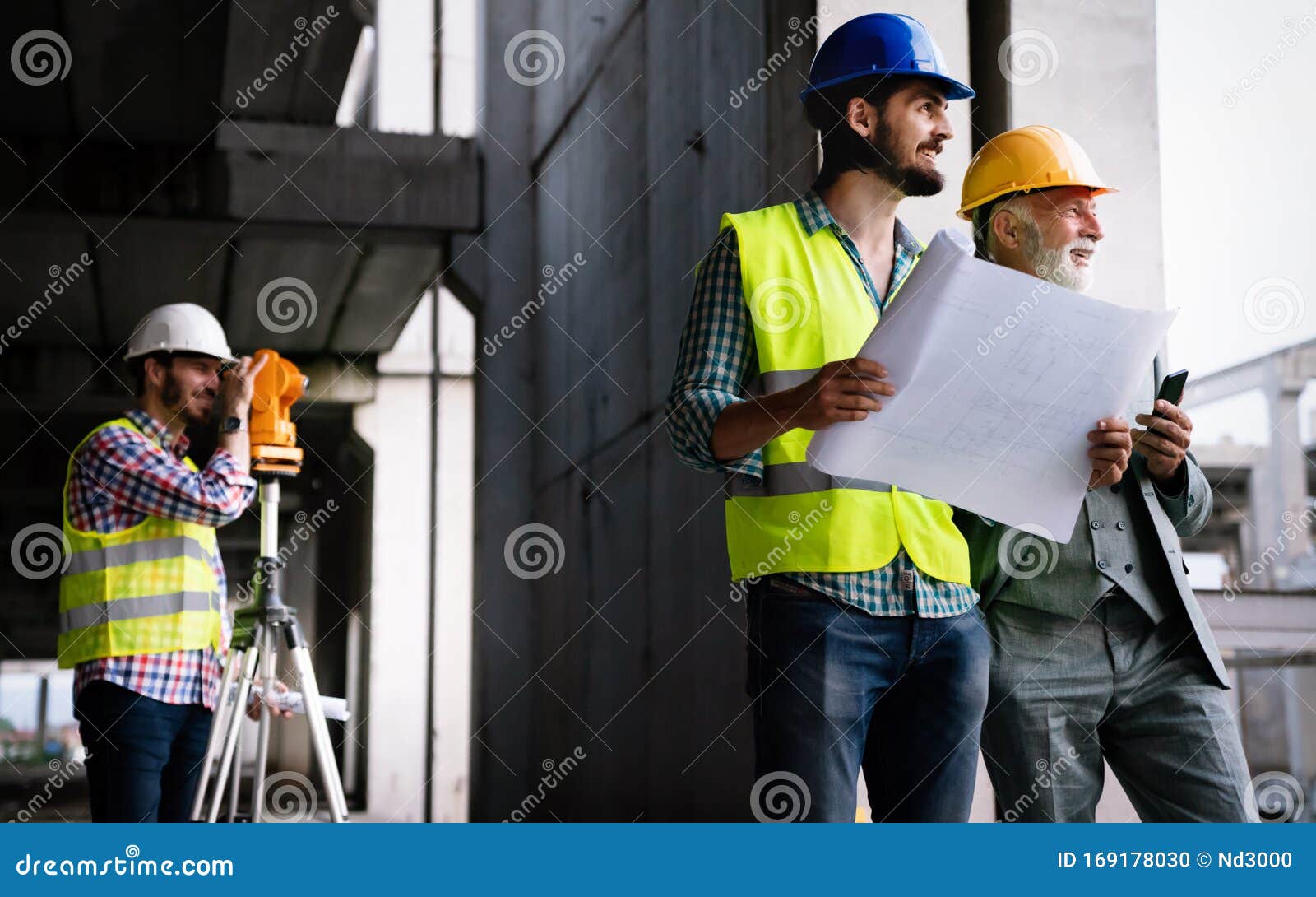 Engineer, Contractor, Architect Teamwork. Construction People Talking ...