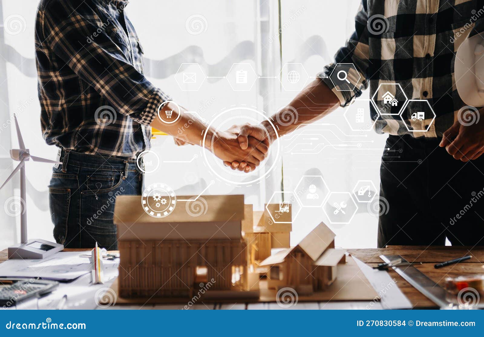 Engineer and Contractor Join Hands after Signing Contract,they are ...