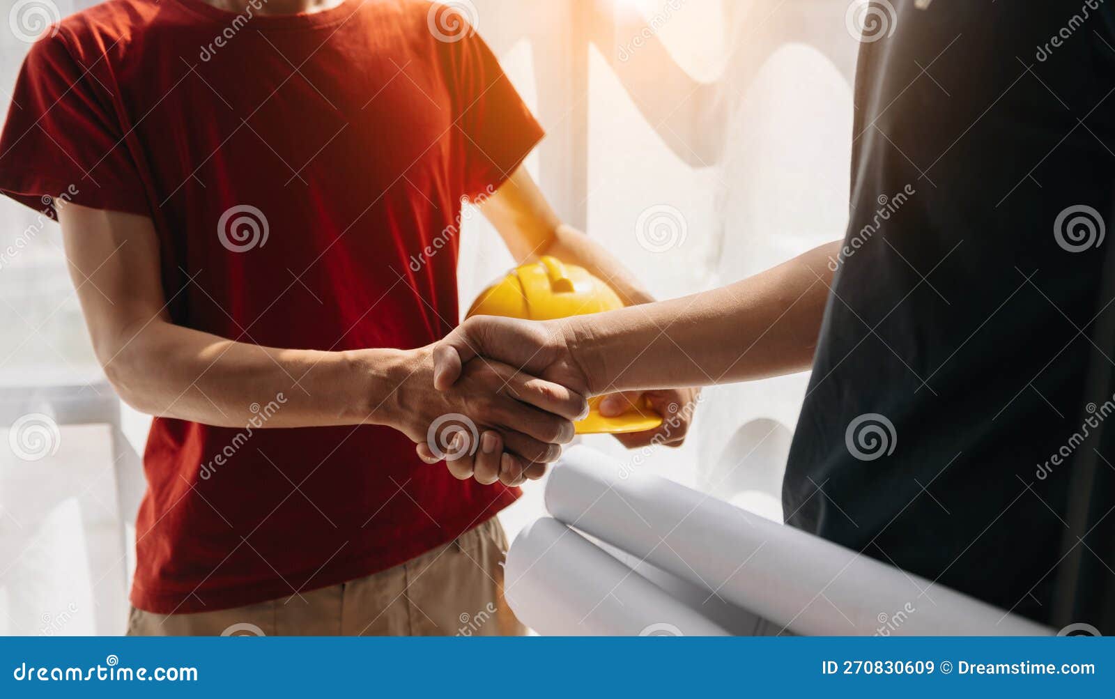 Engineer and Contractor Join Hands after Signing Contract,they are ...