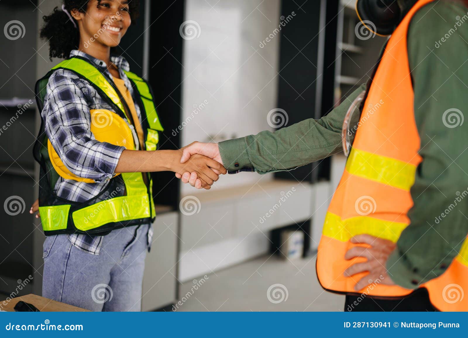 Engineer and Contractor Join Hands after Signing Contract,they are ...
