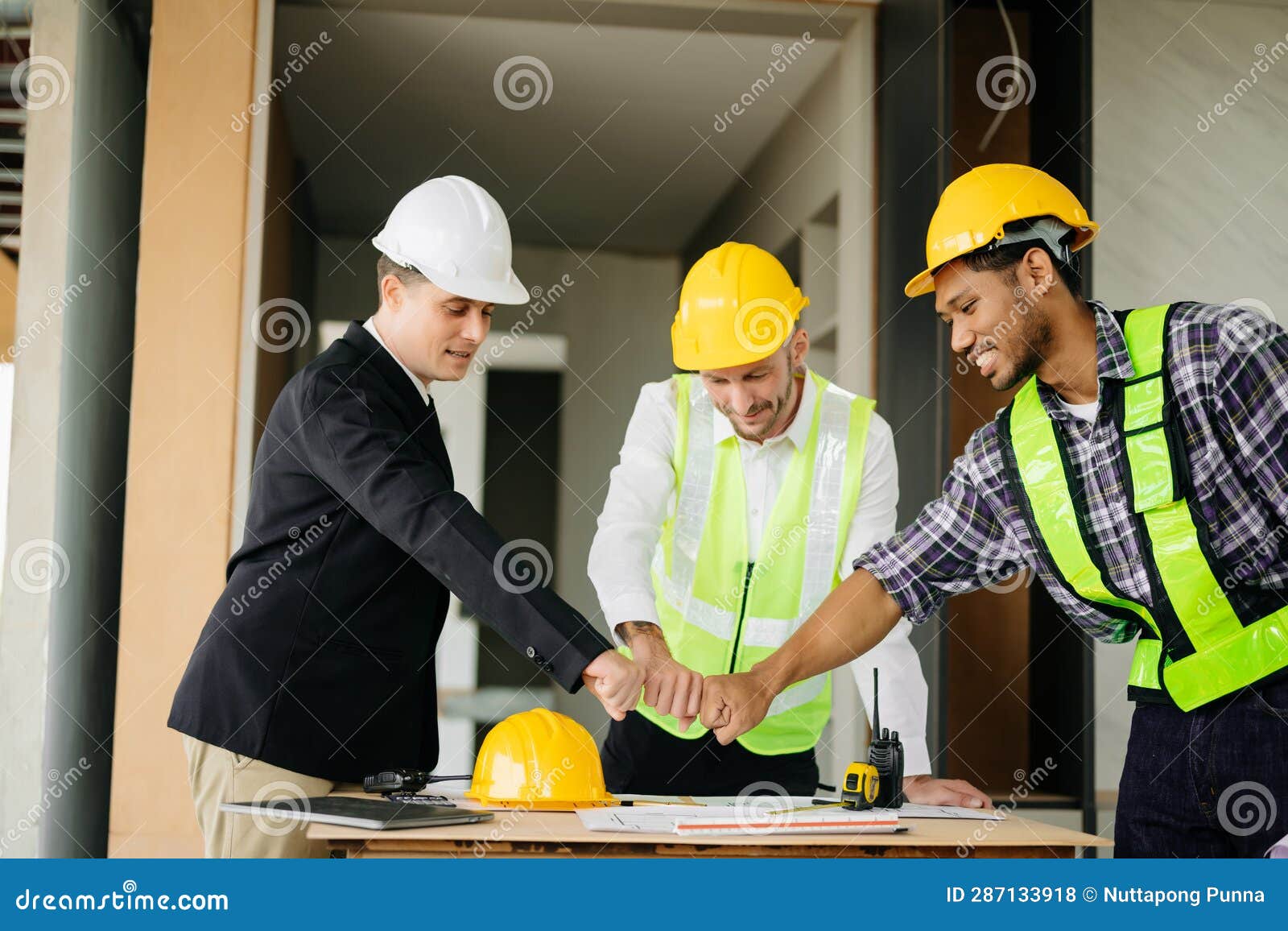 Engineer and Contractor Join Hands after Signing Contract,they are ...