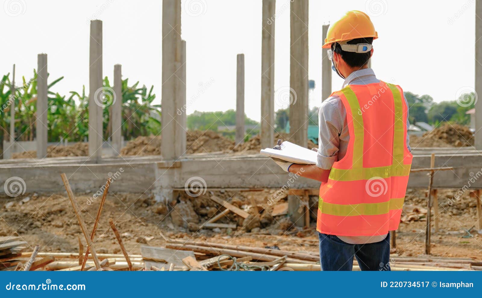 Engineer Contractor Man Work Safety Industry Project, Check House Plan ...