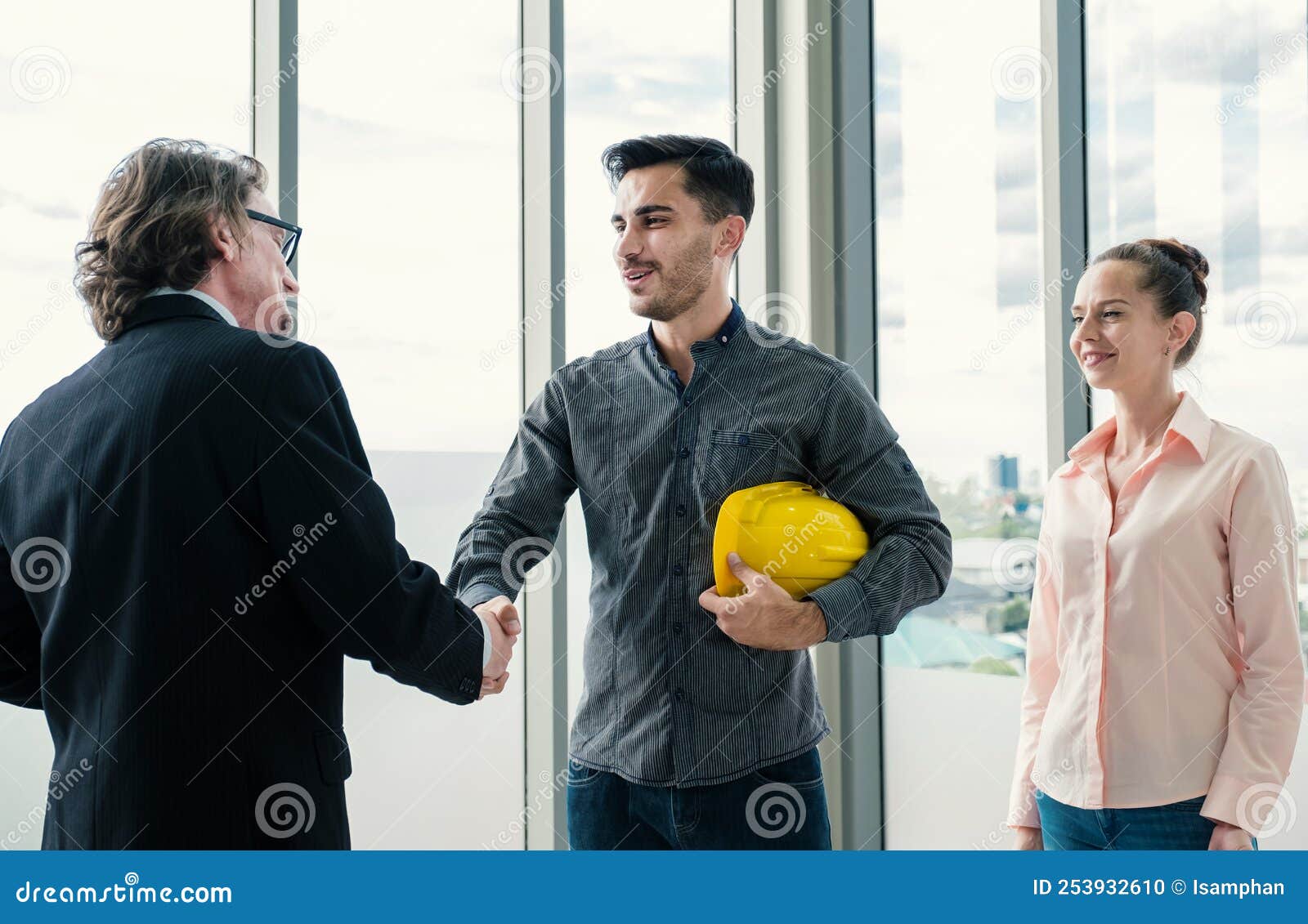 Engineer Contractor Team Handshake after Meeting Work Safety Plan ...