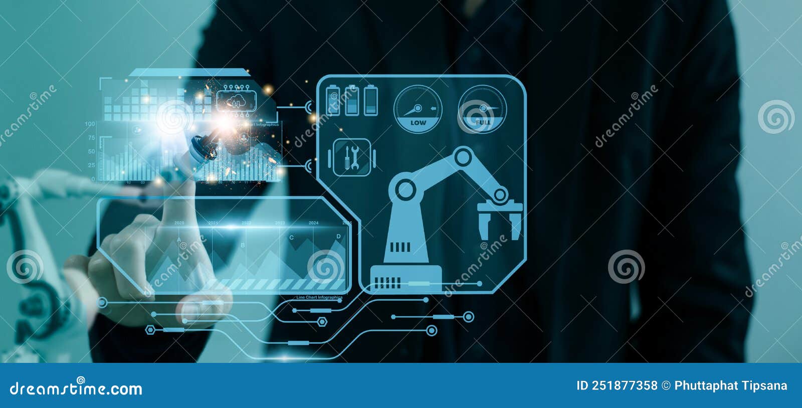 Engineer Control Automated Robot Arm Machine in Factory,smart Visual ...