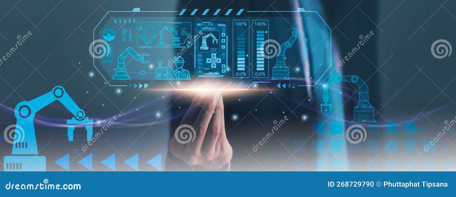 Engineer Control Automated Robot Arm Machine in Factory,smart Visual ...