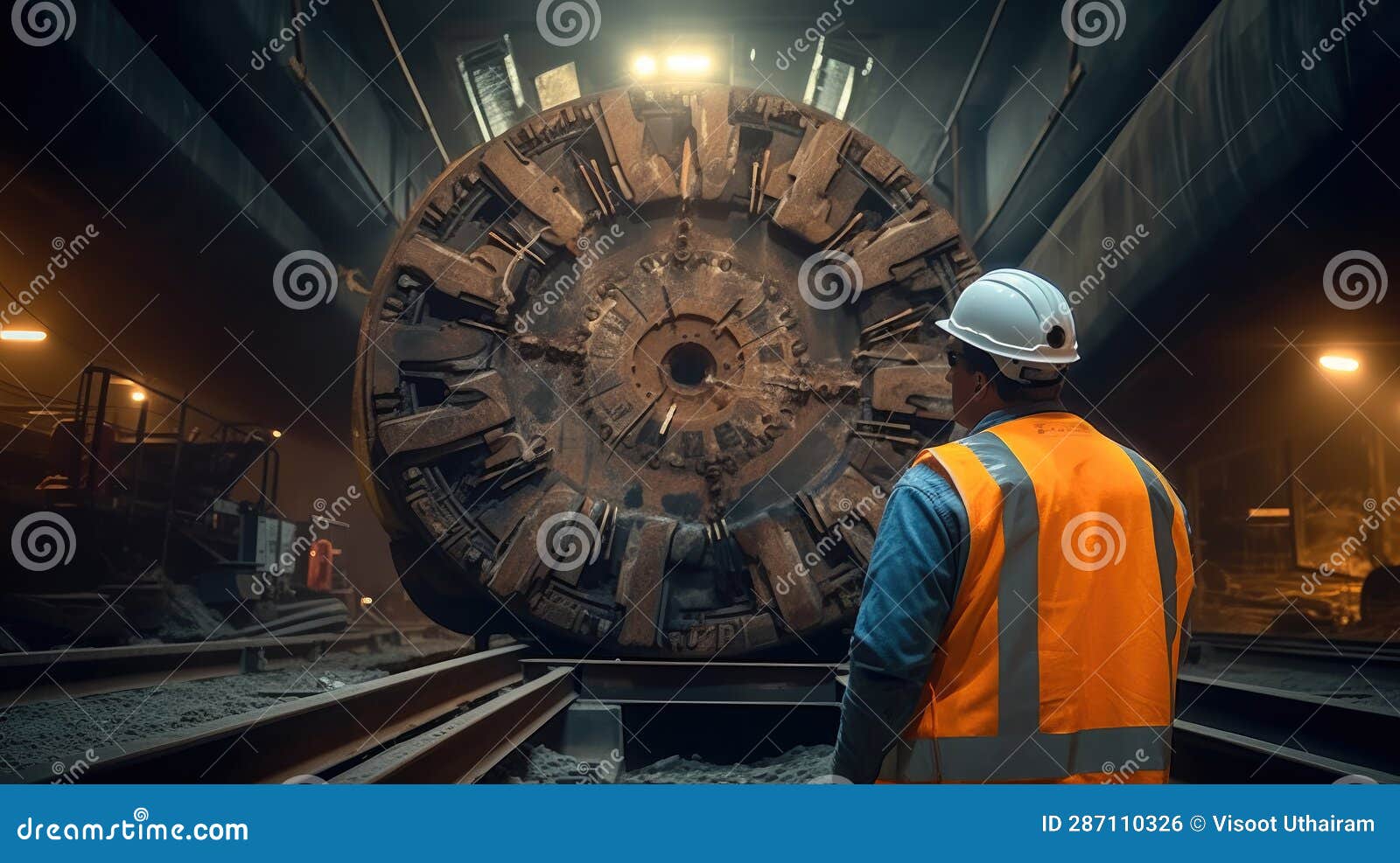 Engineer are Control Underground Construction Working Shaft with ...