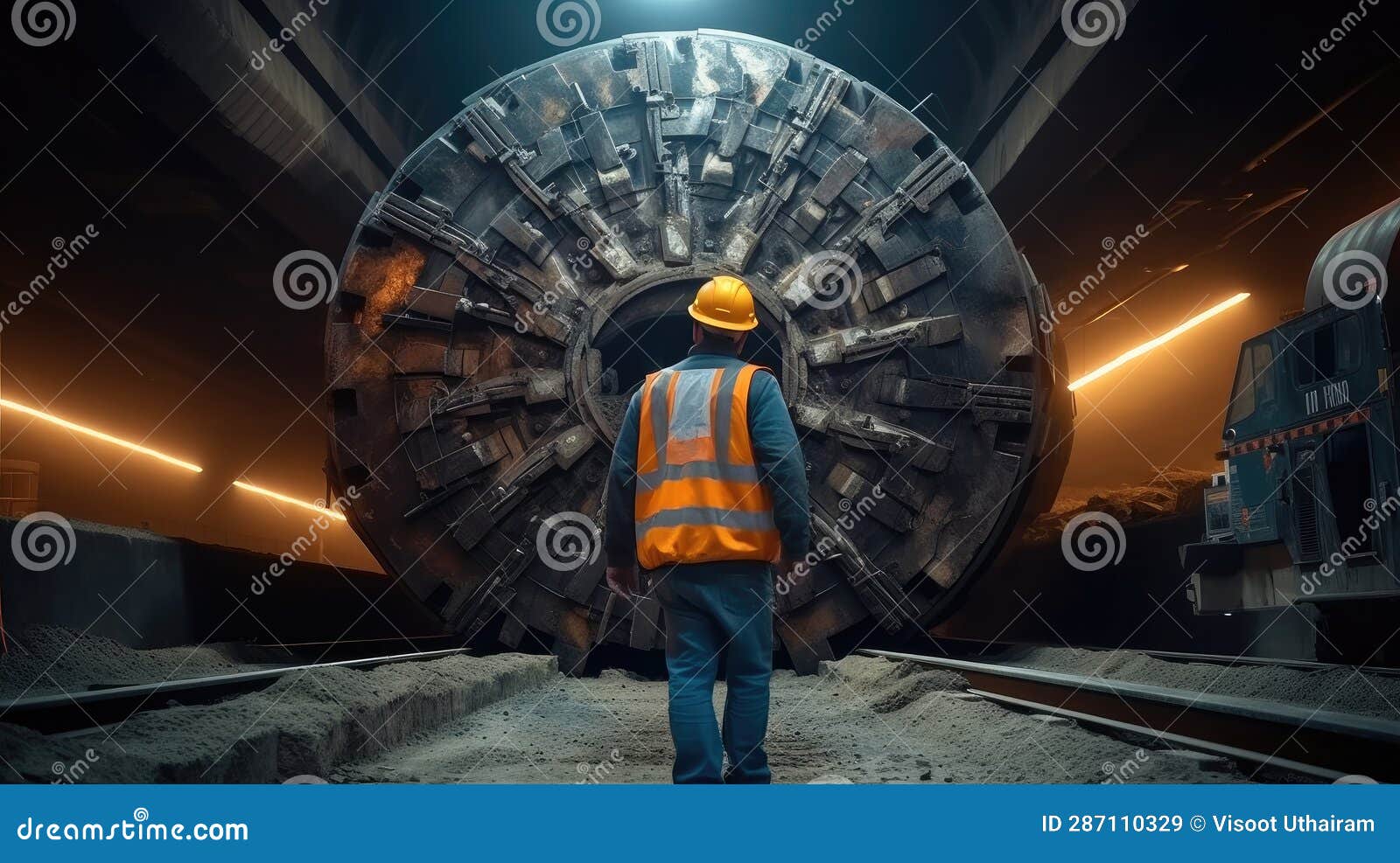 Engineer are Control Underground Construction Working Shaft with ...