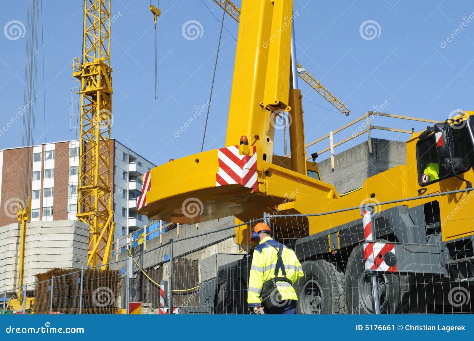 Engineer, Crane and Building-site Stock Image - Image of worker, sand ...
