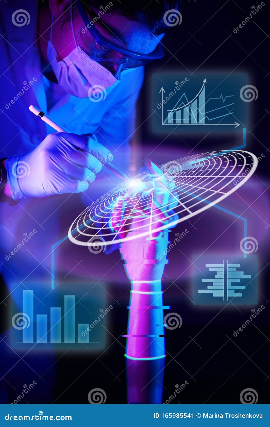 Engineer Creates a Robotic Arm. Concept of Cyber Communication and ...