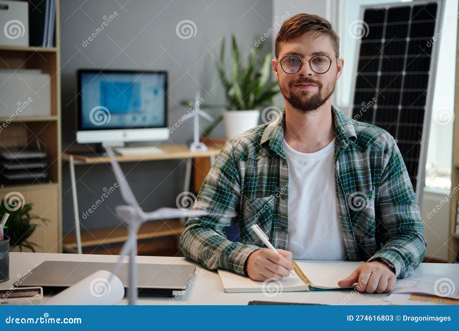 Engineer Creating Green Energy Project Stock Image - Image of ...