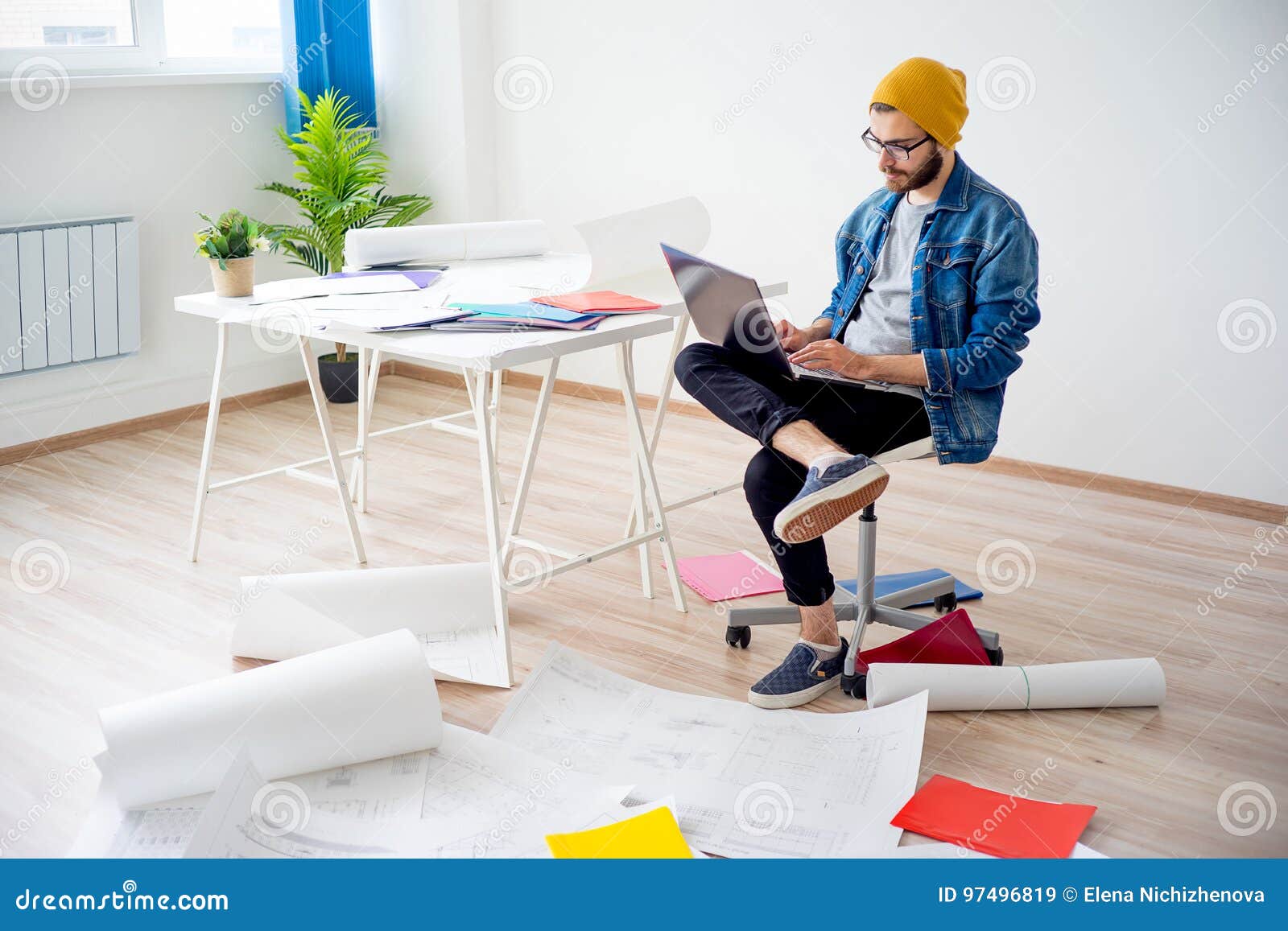 Engineer Creating a Project Stock Image - Image of laptop, working ...