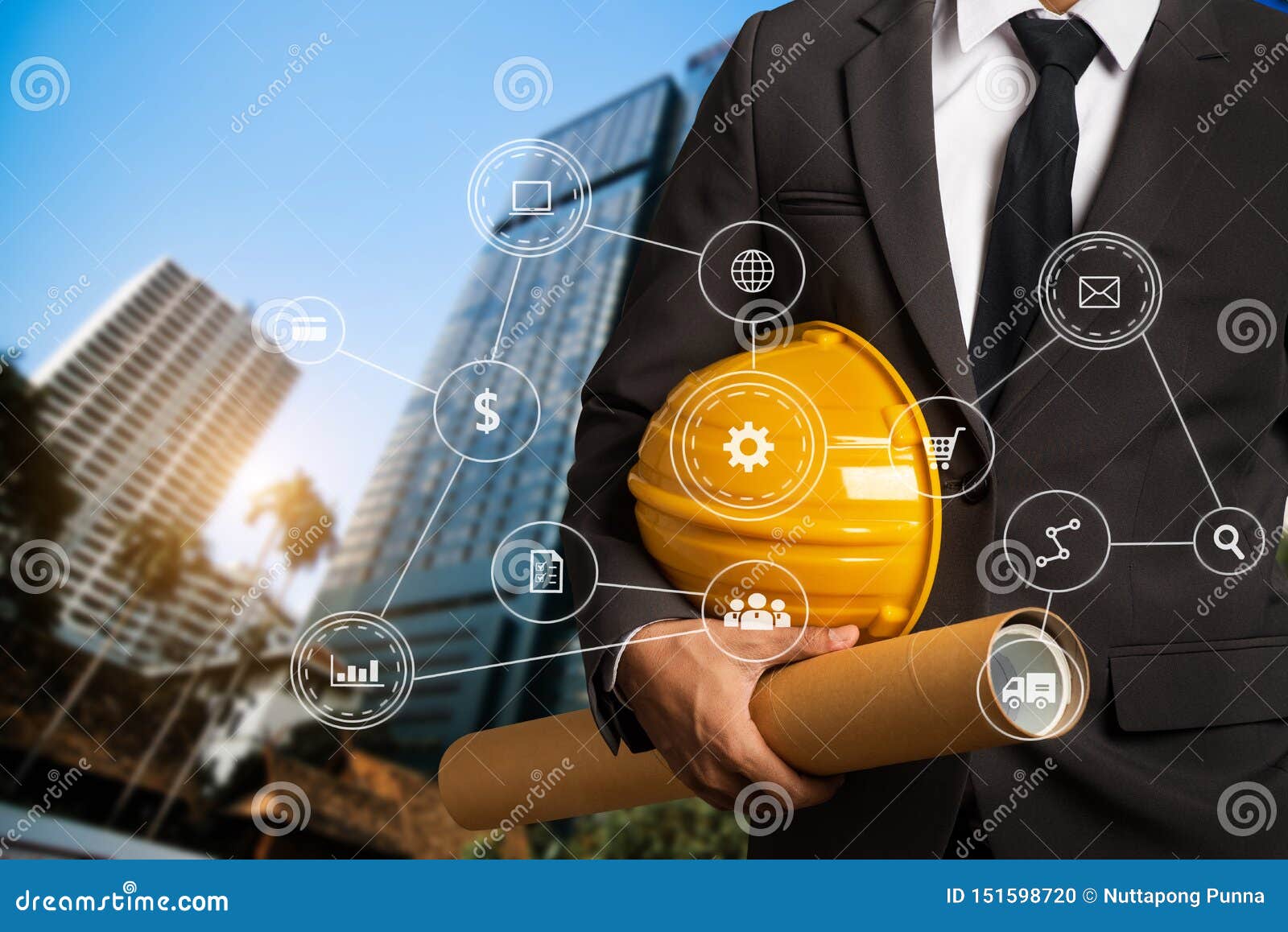 Creative Architect Projecting on the Big Drawings Stock Photo - Image ...