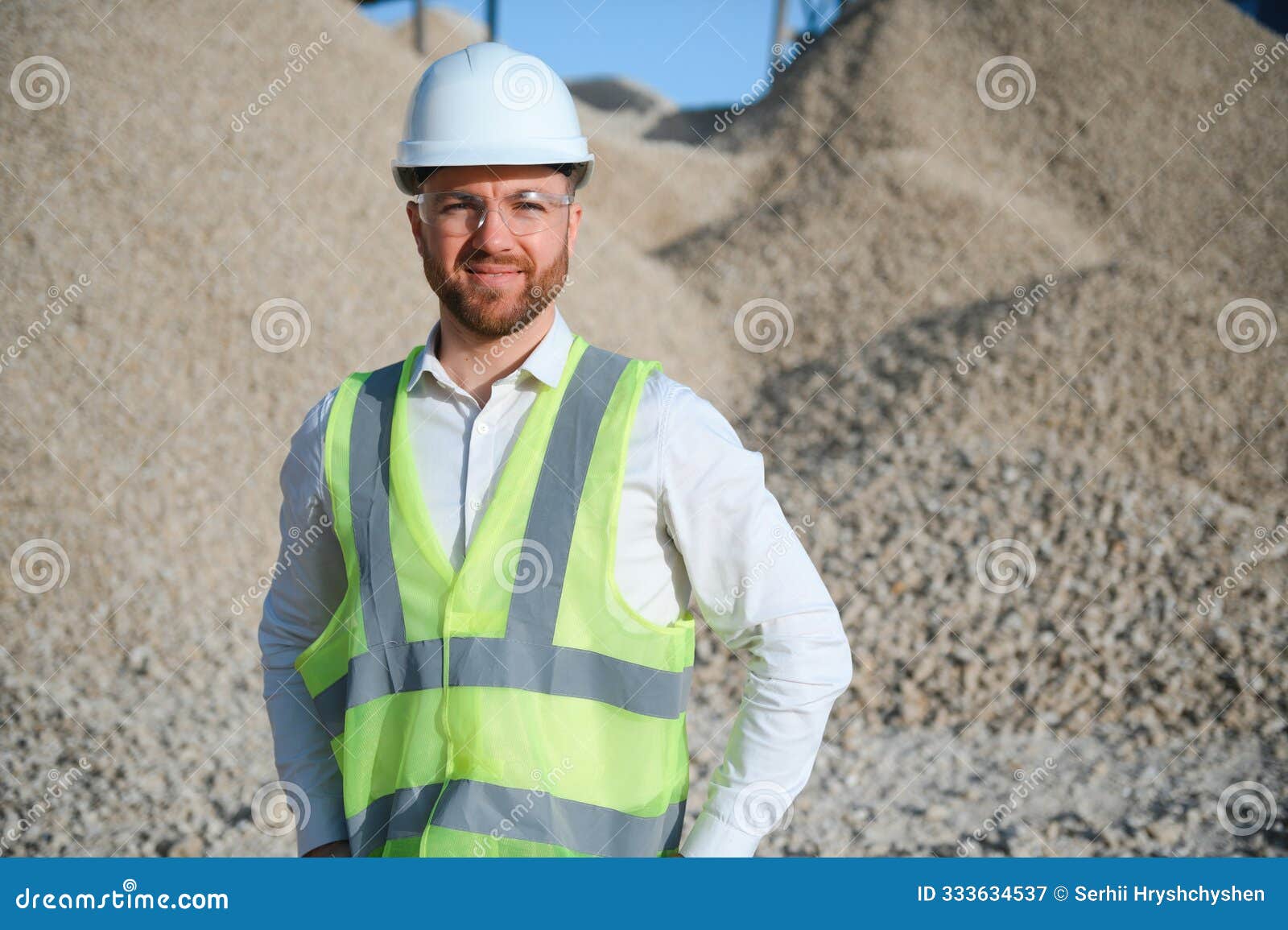 An Engineer at a Crushed Stone or Gravel Plant. Stone Mining Stock ...