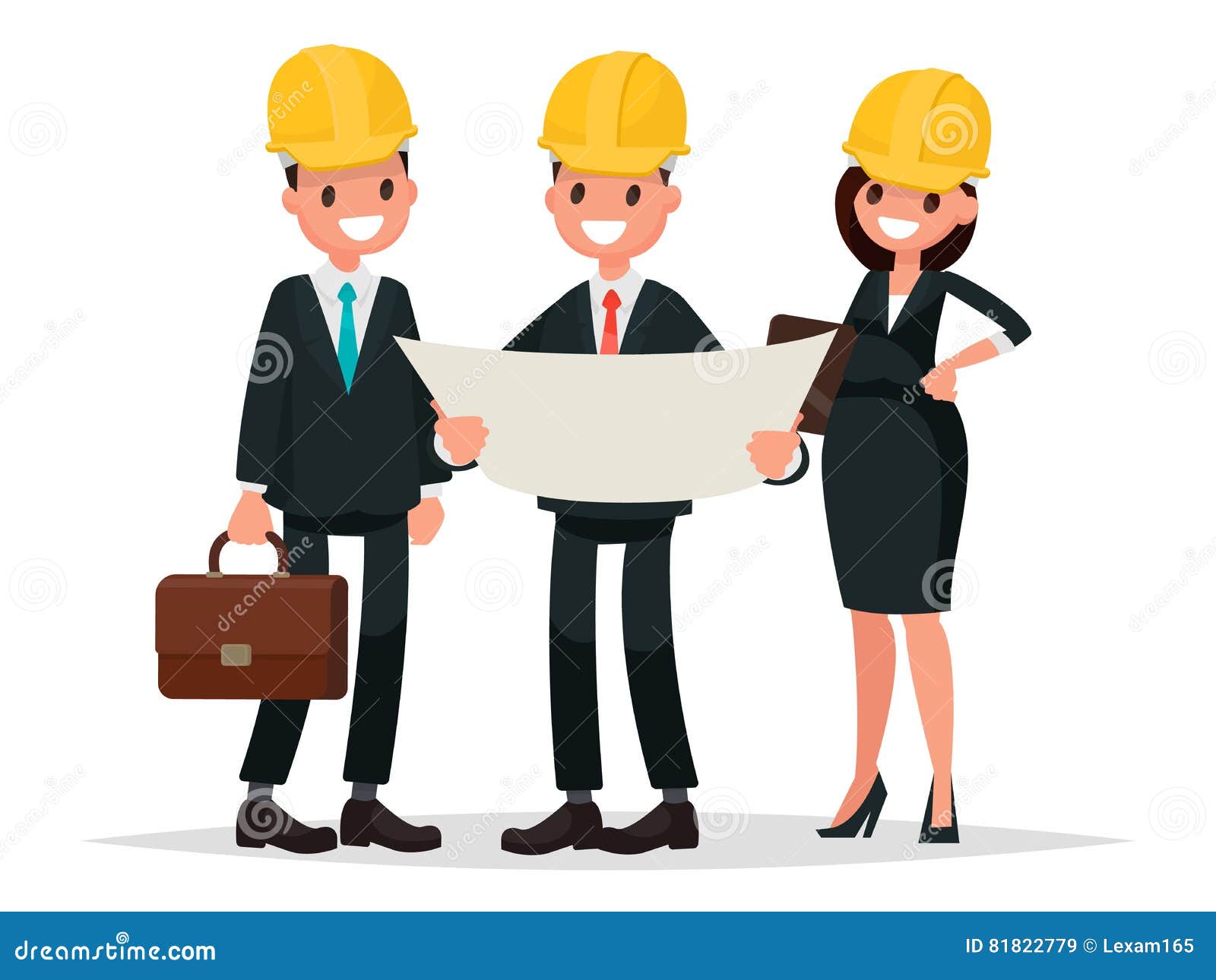 Engineer Customer and Contractor are Discussing the Project. Vector ...