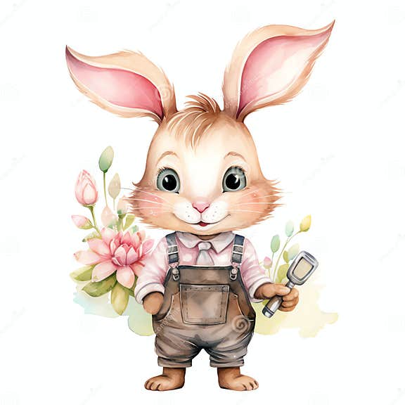 Engineer Cute Bunny Blue Cute Bunny Watercolor Stock Illustration ...