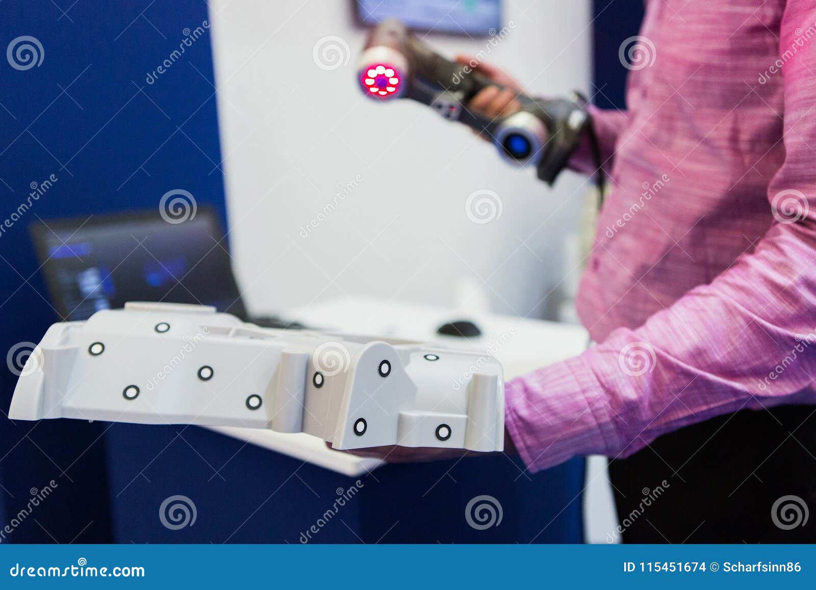 Engineer with 3D scanner stock photo. Image of production - 115451674