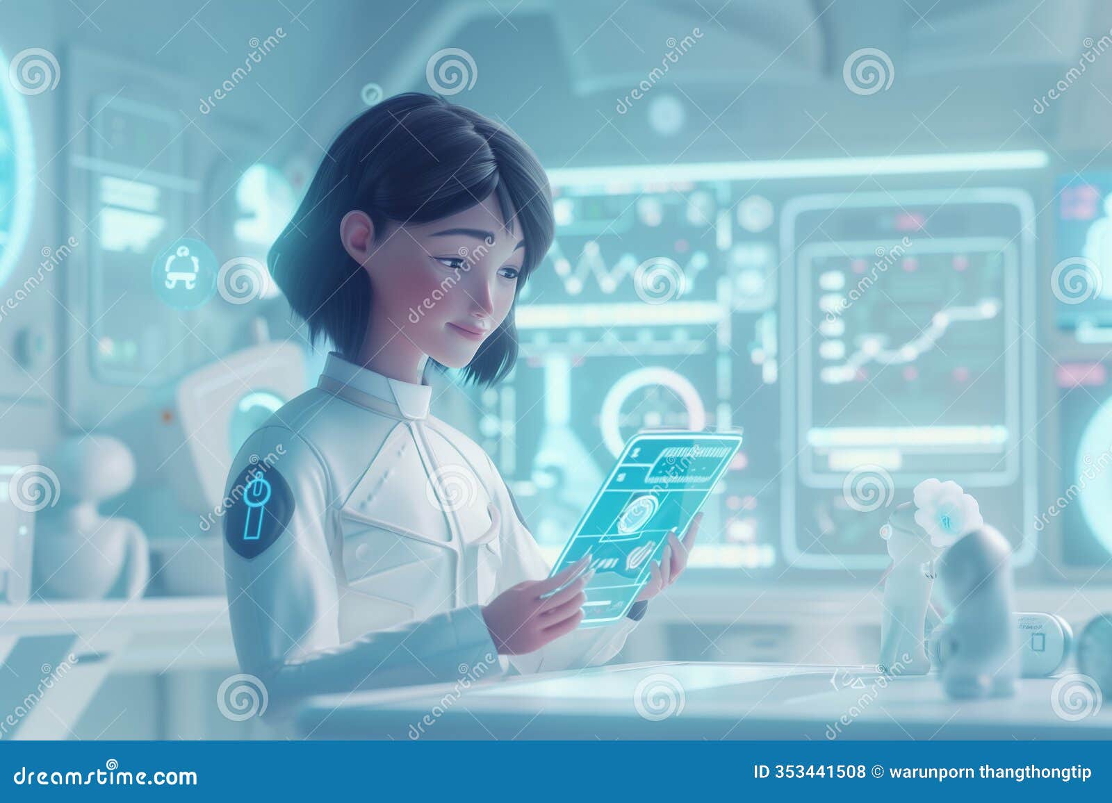 Engineer Design Mechanical Robotic Engineering On Holographic Display ...