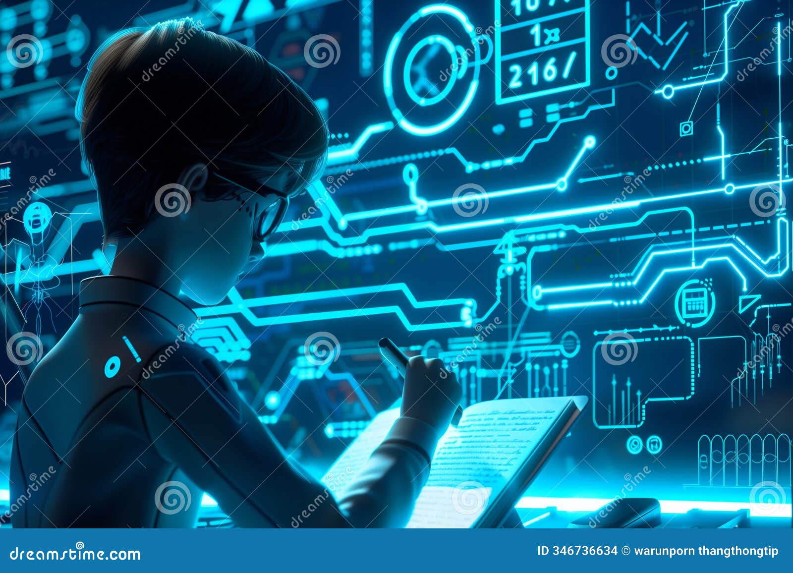 Engineer Design Mechanical Robotic Engineering On Holographic Display ...