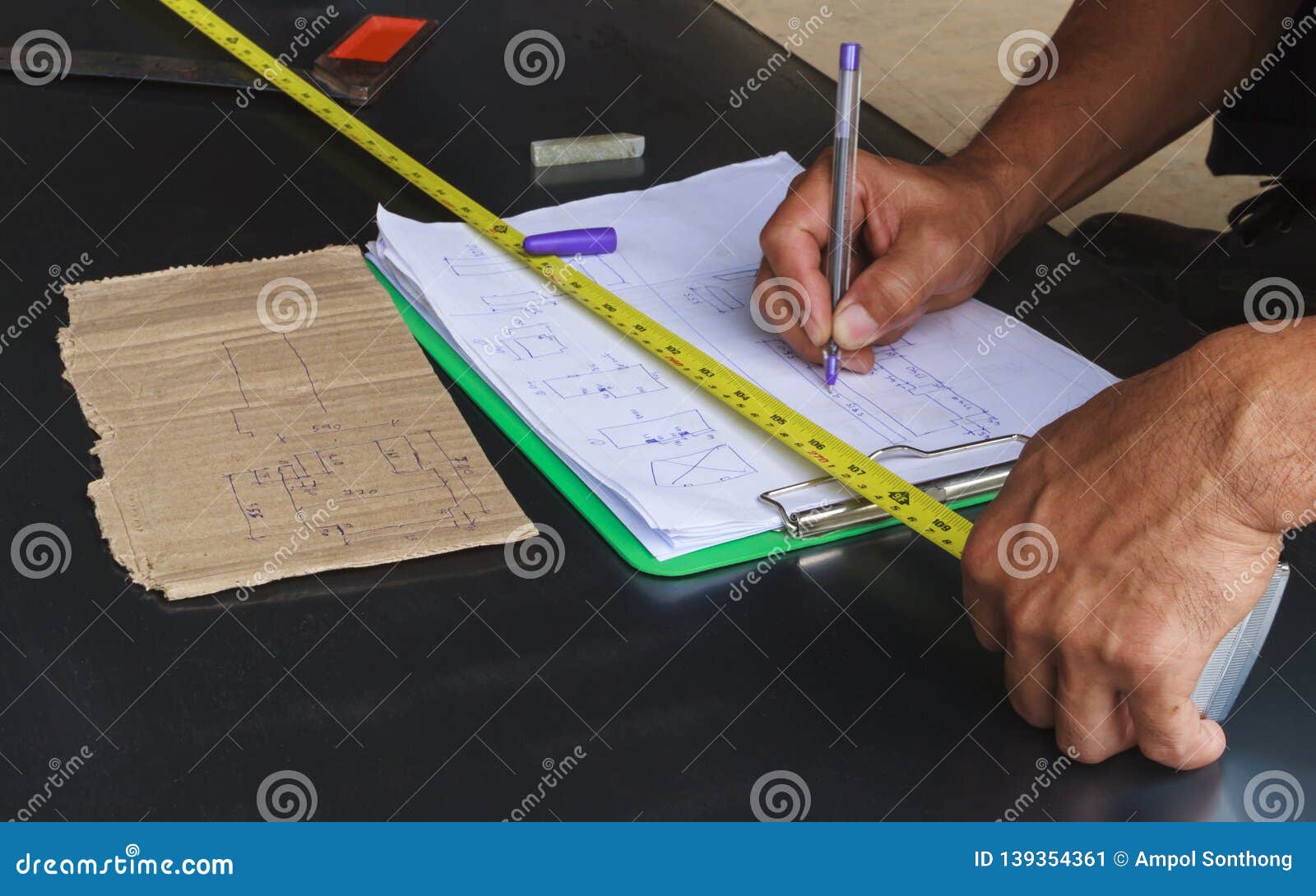 Employees Draw Drawings for the Production of Work Pieces. Stock Image ...
