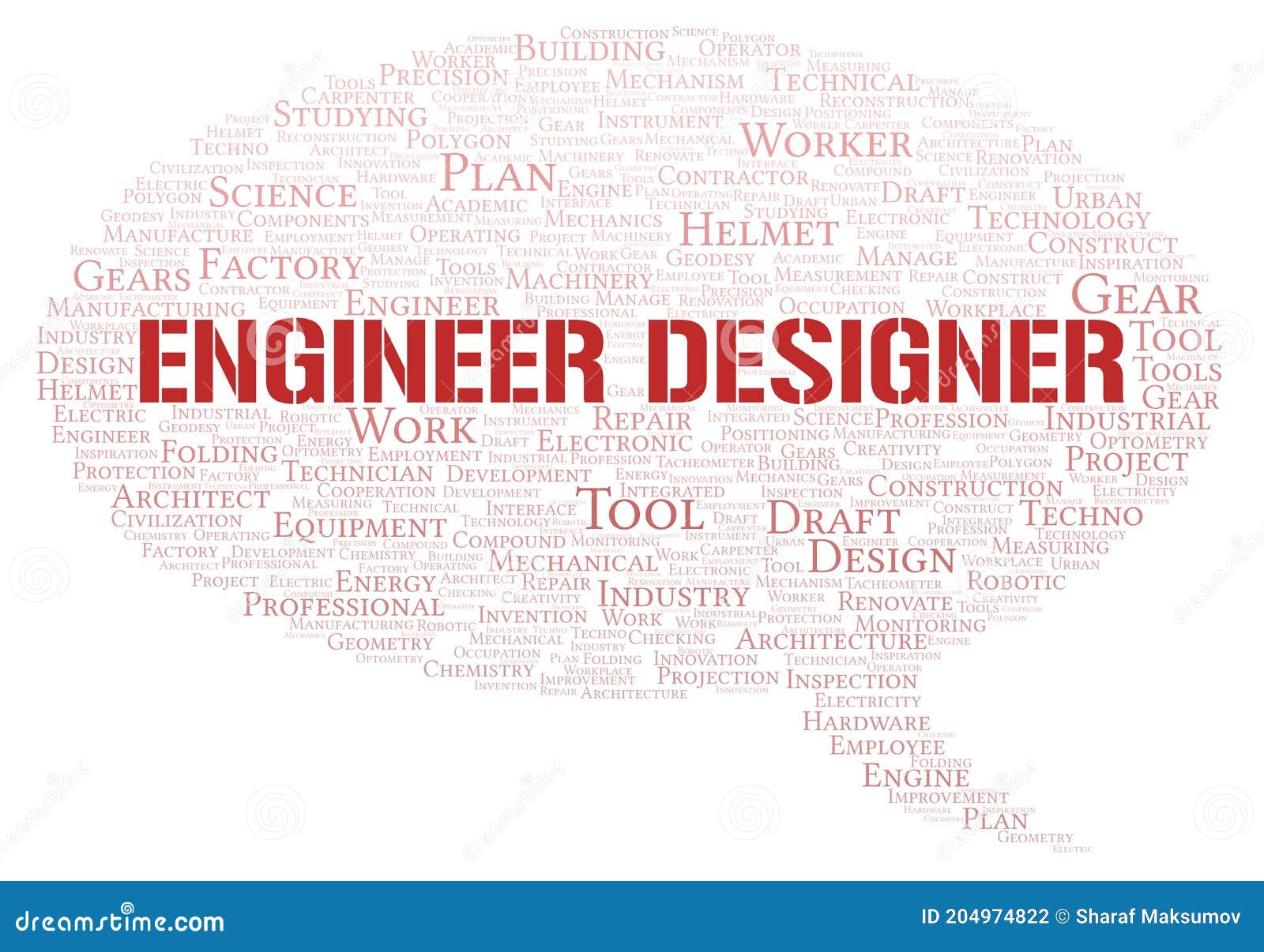 Engineer Designer Typography Word Cloud Create with the Text only Stock ...