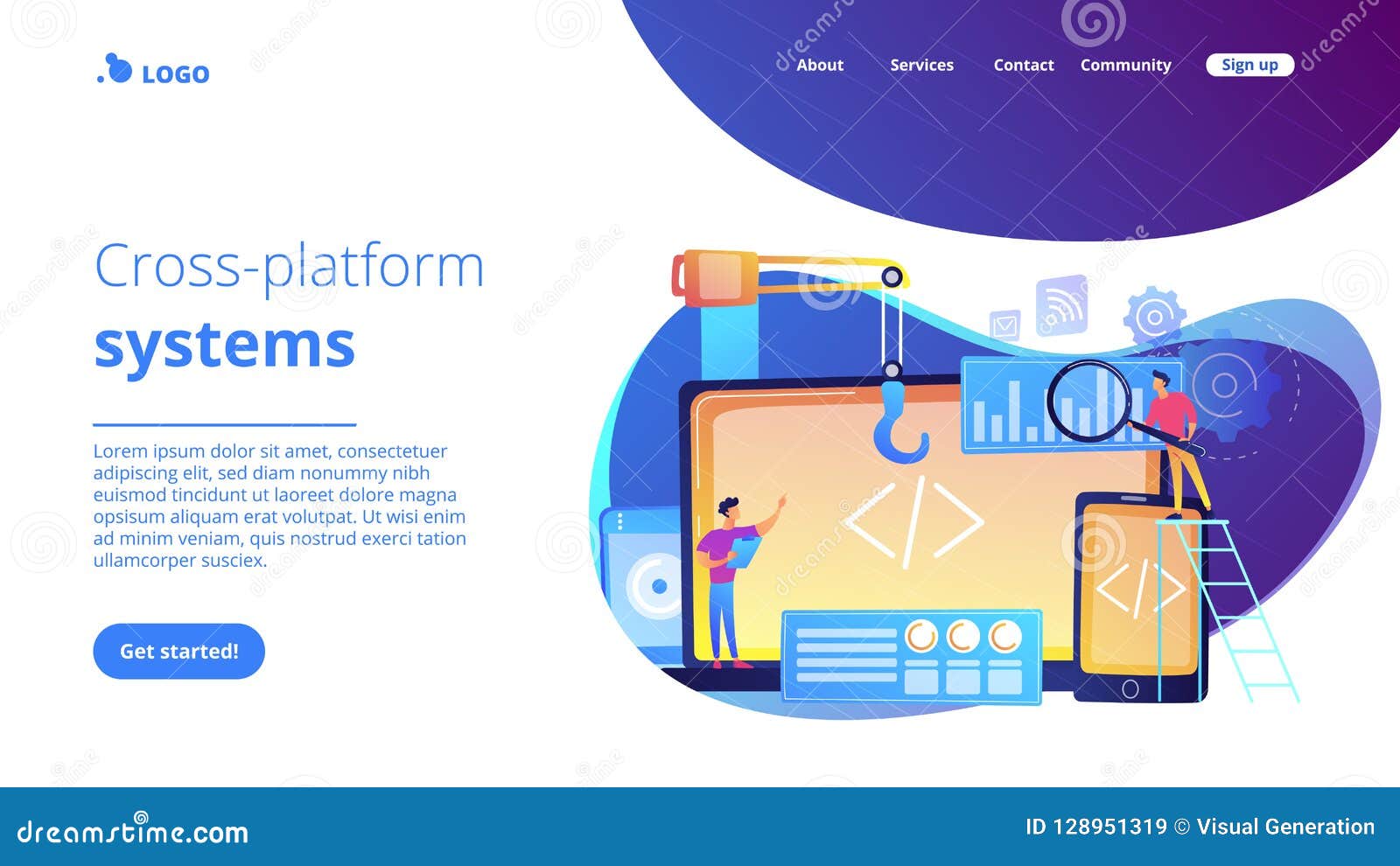 Cross-platform Development Concept Landing Page. Stock Vector ...