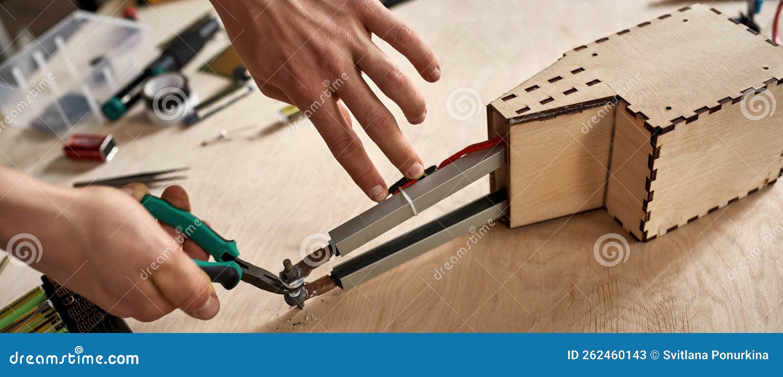 Engineer Do Experiment with Equipment and Pliers Stock Image - Image of ...