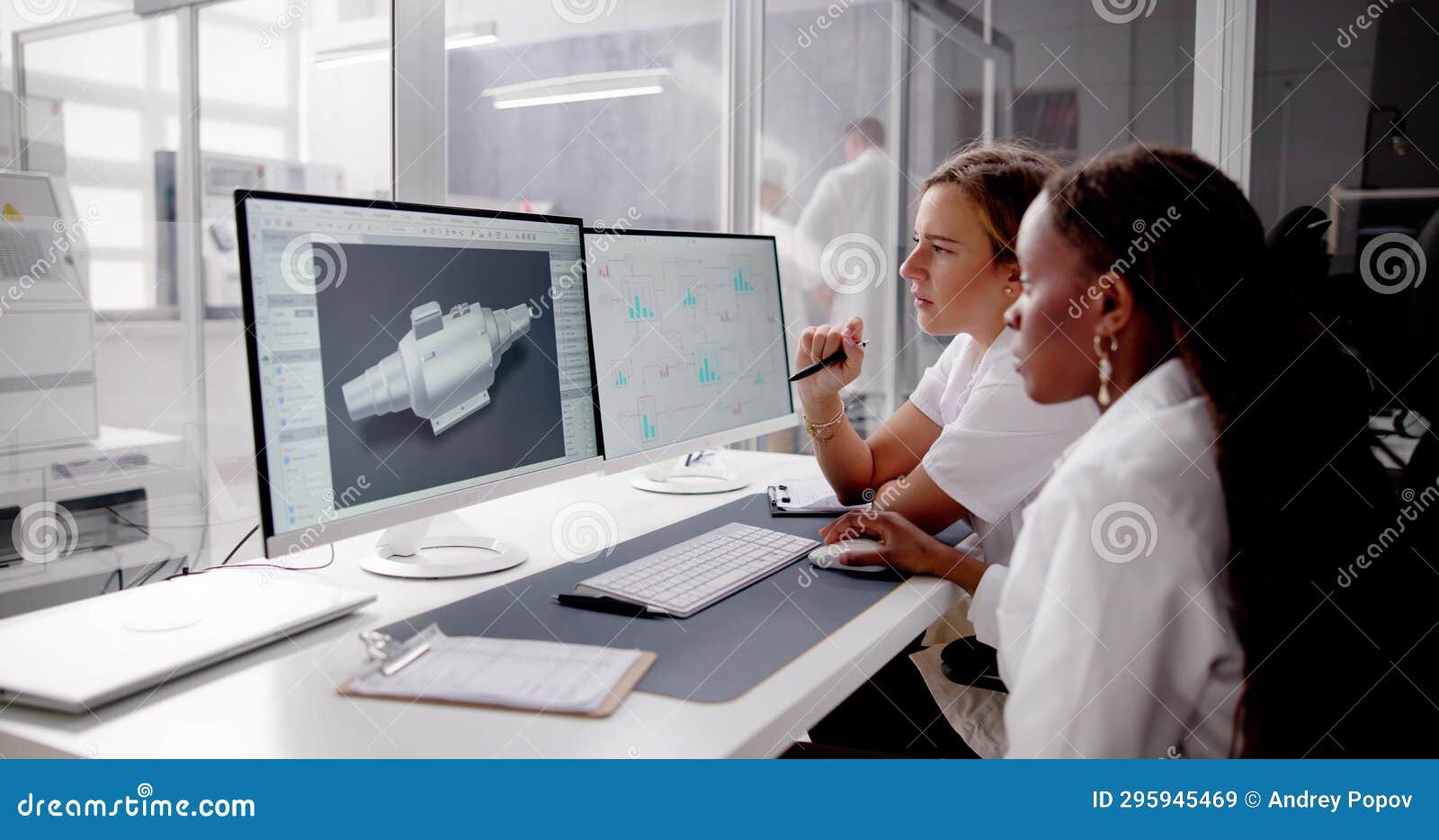 Engineer Doing 3D CAD Model Design on Computer Stock Image - Image of ...