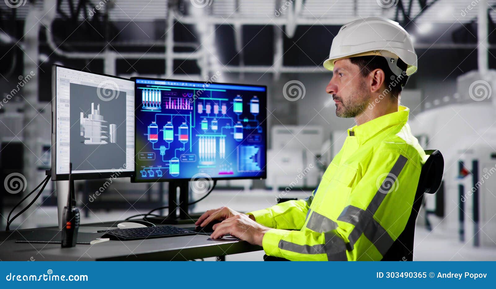 Engineer Doing 3D CAD Model Design on Computer Stock Image - Image of ...