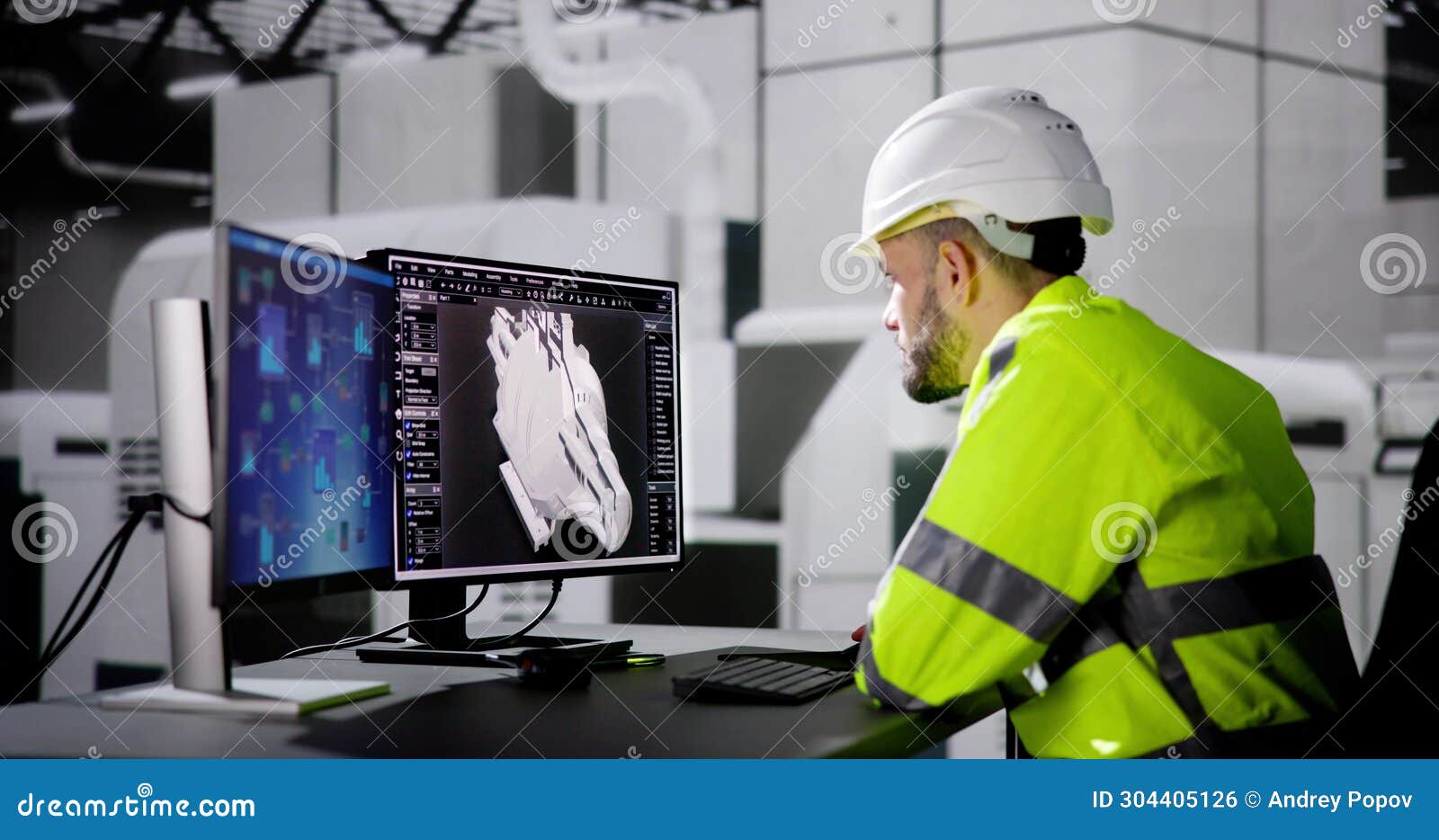 Engineer Doing 3D CAD Model Design on Computer Stock Photo - Image of ...