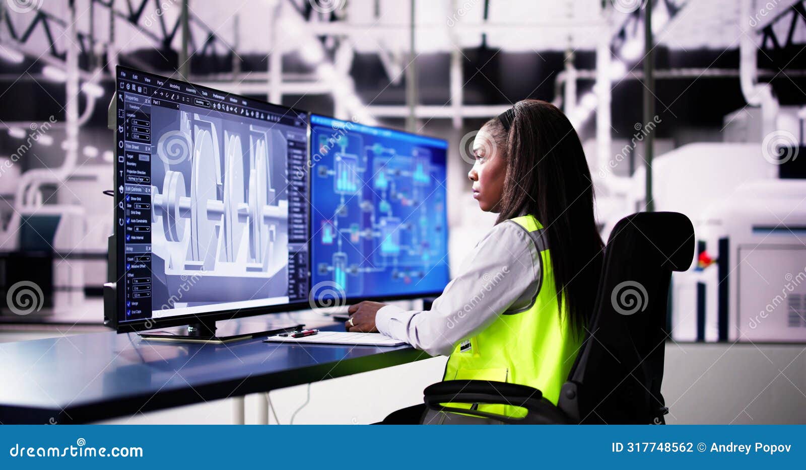 Engineer Doing 3D CAD Model Design on Computer Stock Photo - Image of ...