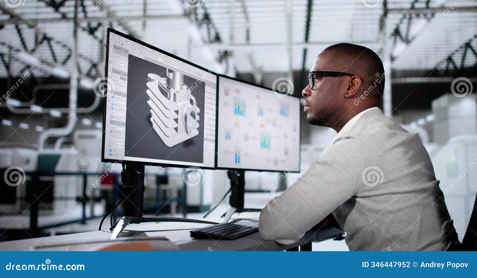 Engineer Doing 3D CAD Model Design on Computer Stock Photo - Image of ...