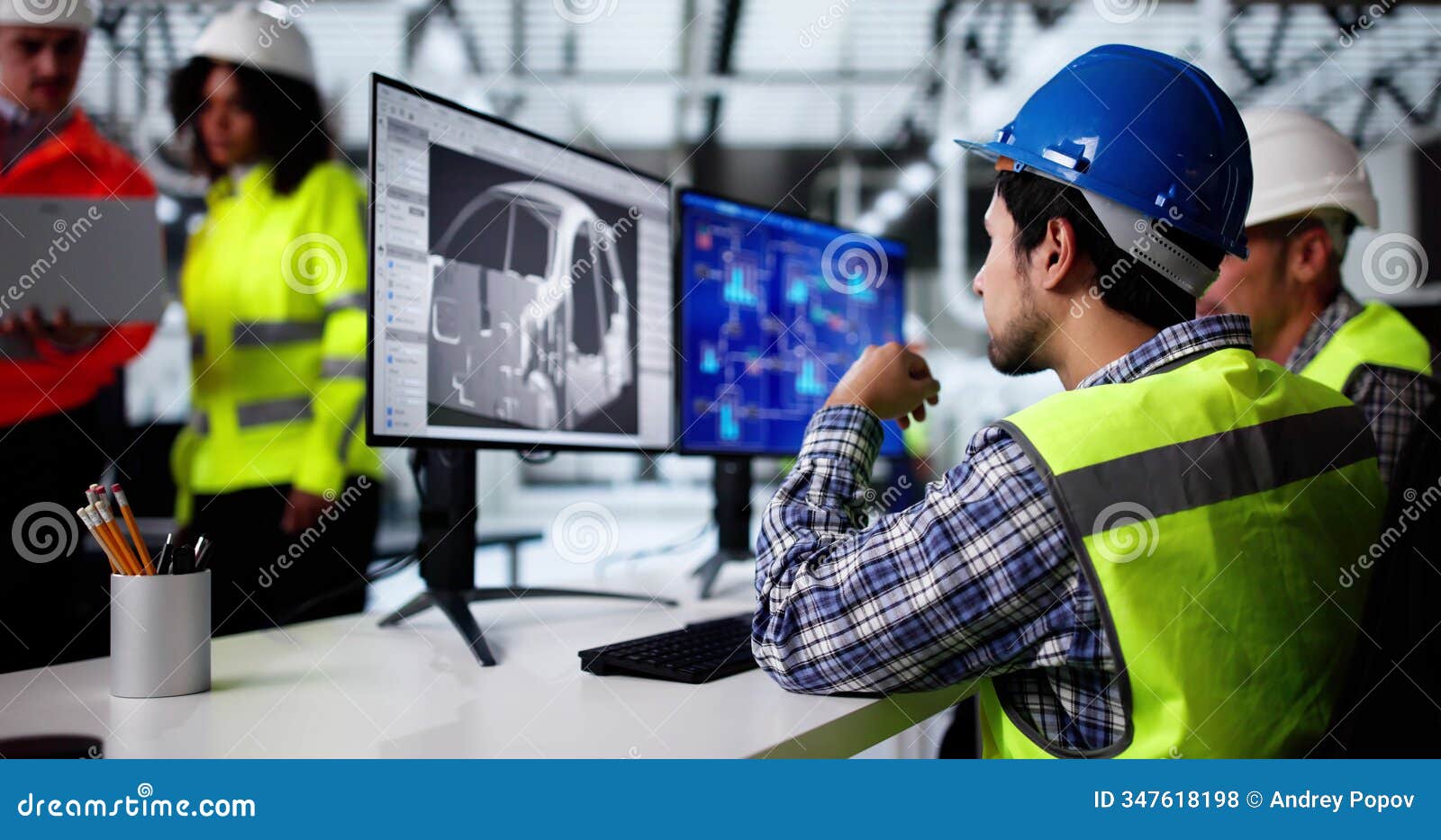 Engineer Doing 3D CAD Model Design on Computer Stock Photo - Image of ...