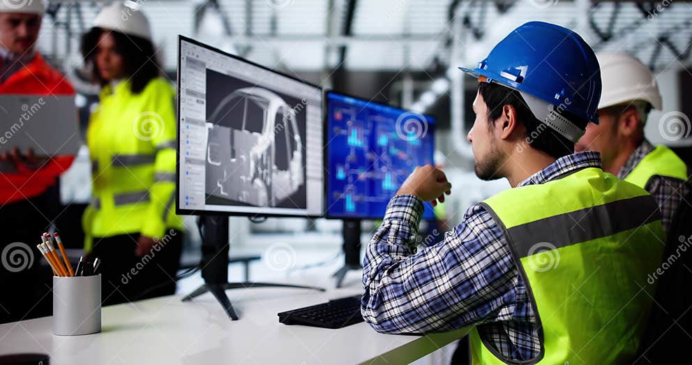 Engineer Doing 3D CAD Model Design on Computer Stock Photo - Image of ...